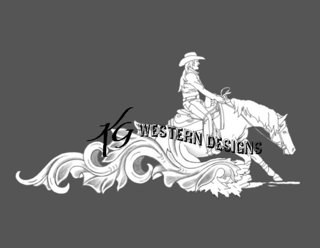 Reigning Cowgirl and Horse, Western Scrollwork Carving, Tooling Tracing ...