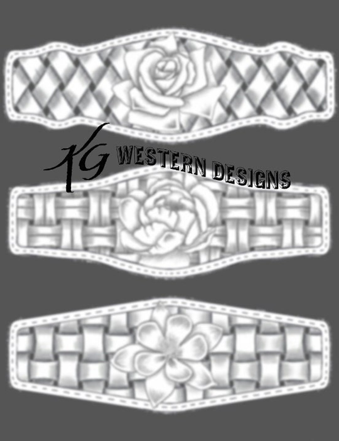 Basketweave Floral Leather Tooling Tracing Design Bracelet Pattern 3 ...