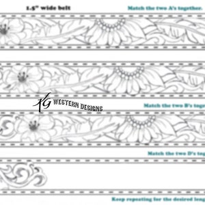 Leather Belt Tooling Sunflower Feathers Design Pattern PDF - Etsy
