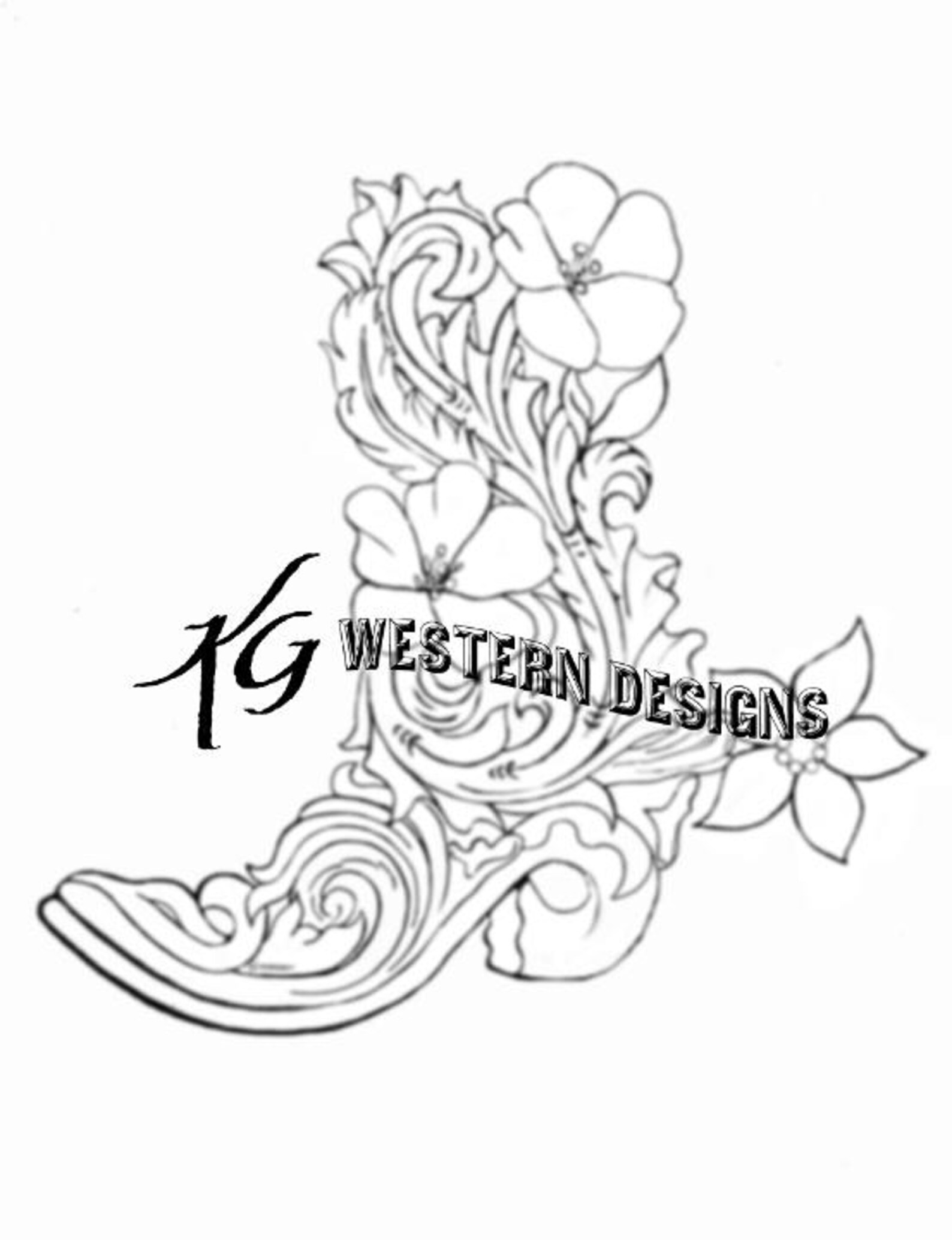 Western Boot With Spur Shape Design Floral Filigree Carving Leather ...