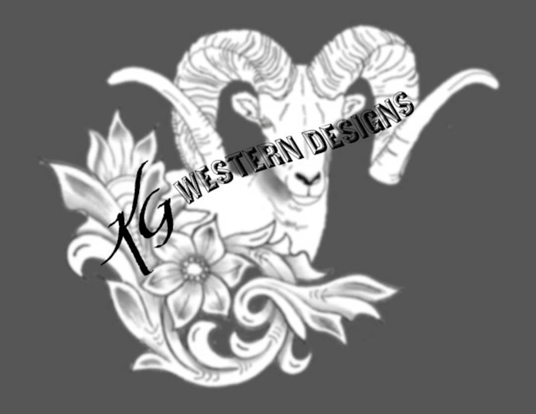 Rams Head- Aries- Mountain Goat- Floral Corner- Leather Tooling Design ...