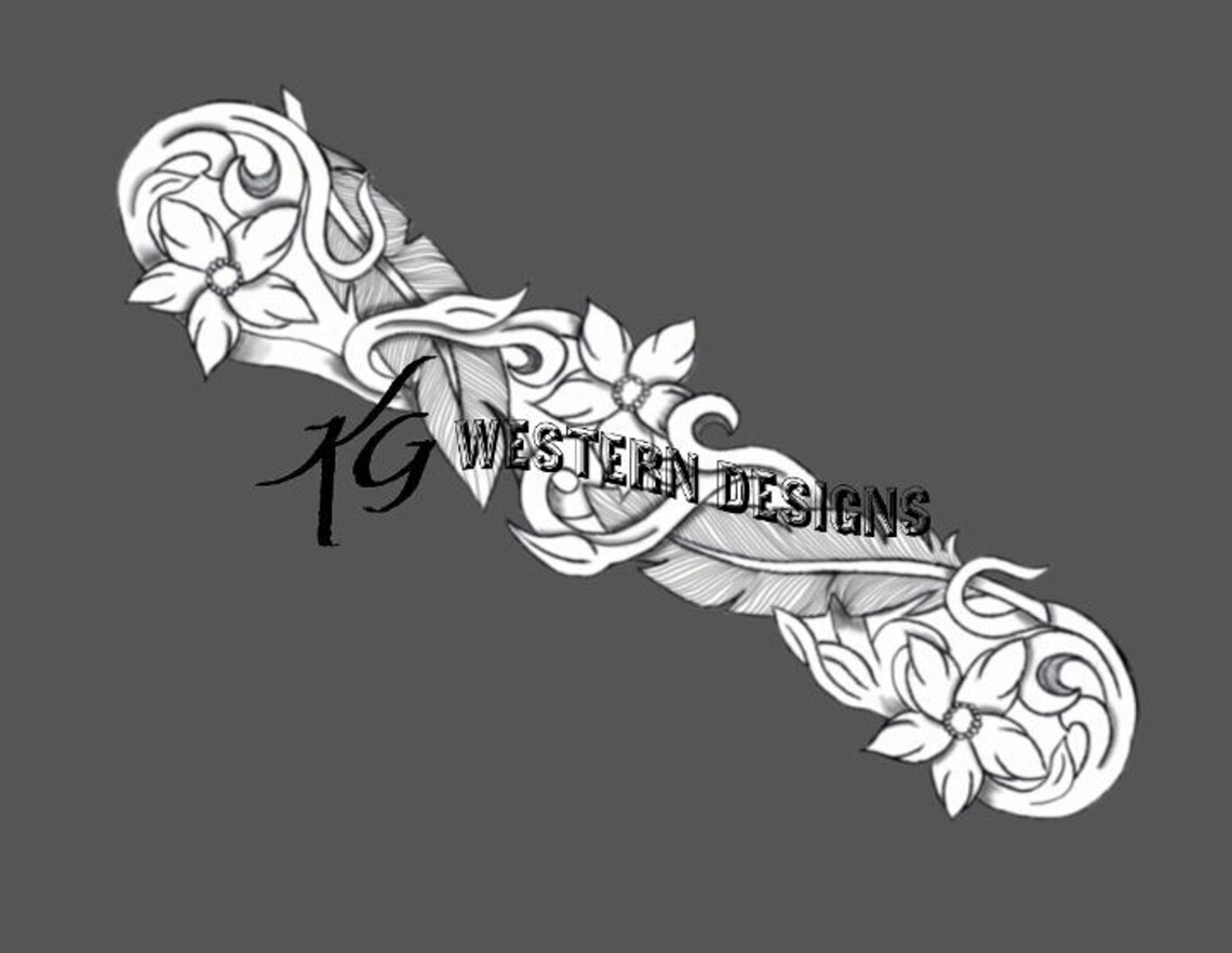 Leather Tooling Feather Flowers and Vines Tracing Design Pattern PDF ...
