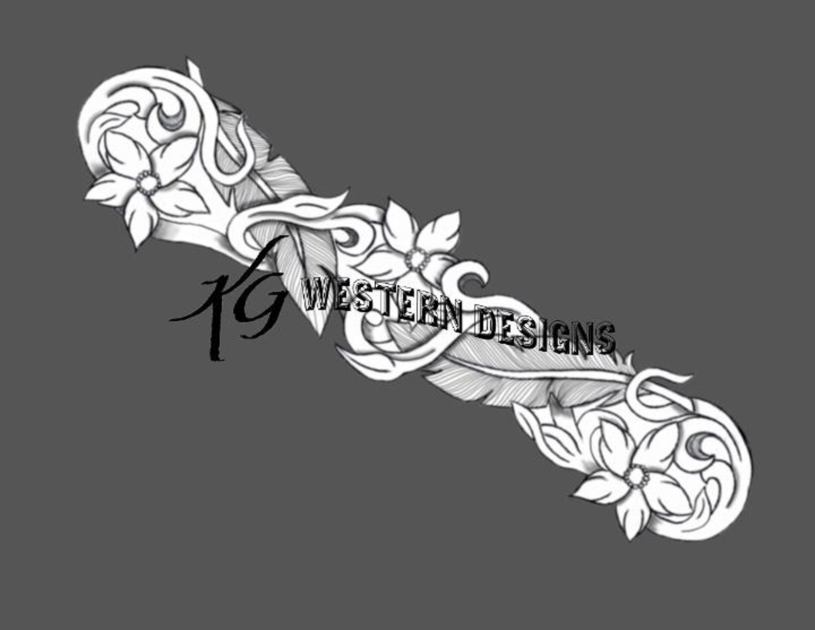 Leather Tooling Feather Flowers and Vines Tracing Design Pattern PDF ...