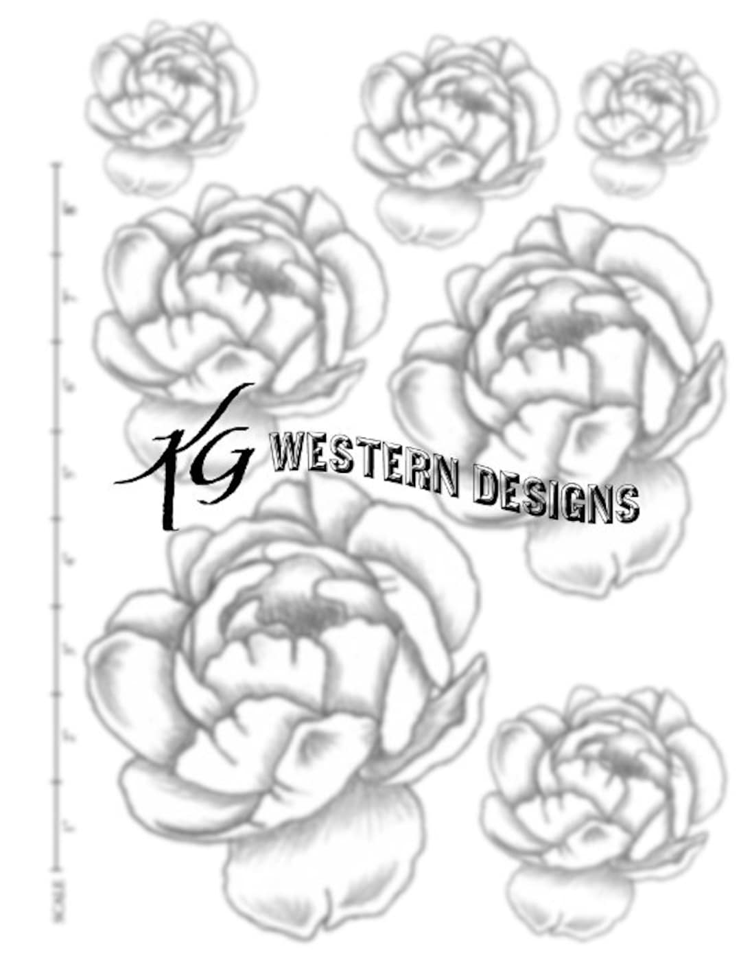 Peonies-flowers- Leather Tooling Tracing Floral Design Pattern Pack - Etsy