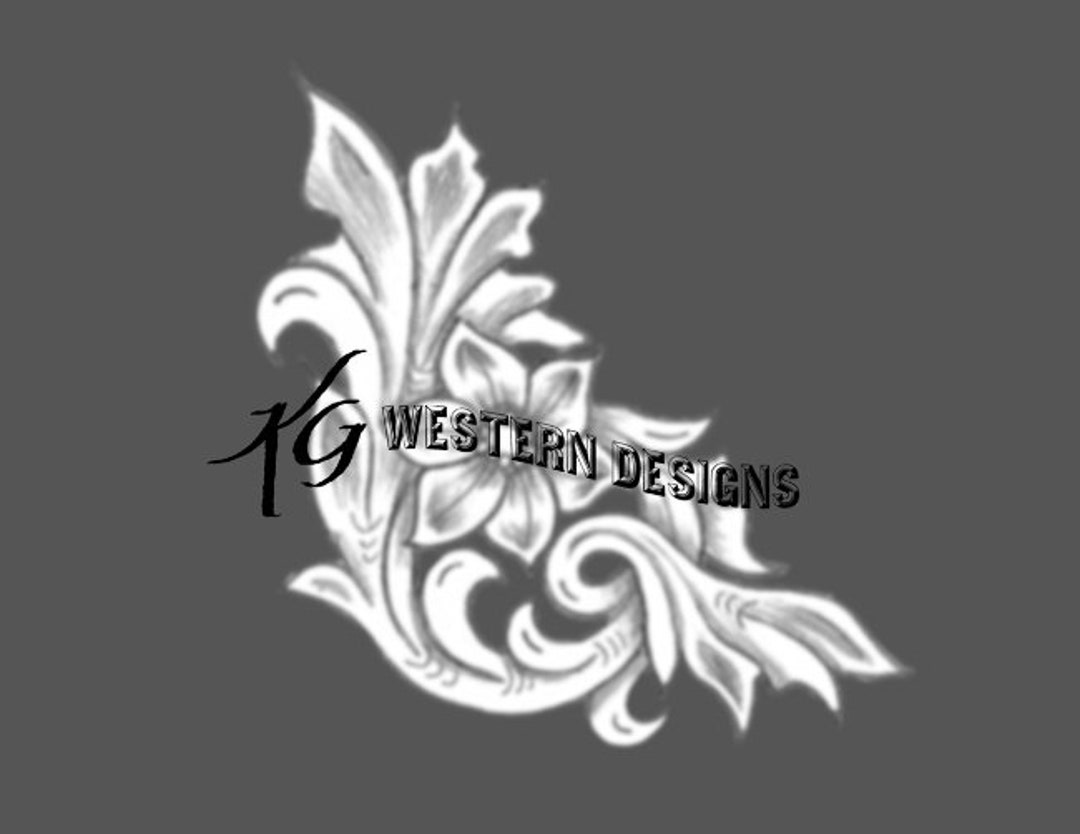 Leather Tooling Pattern -flower & Vines- Tracing Design Download - Etsy