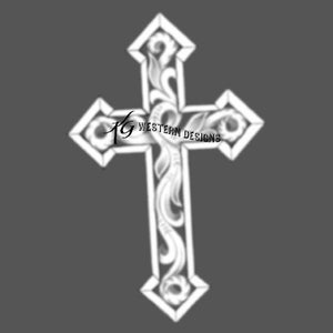 Western Cross Filigree Leather Tooling Tracing Design Pattern, Western ...