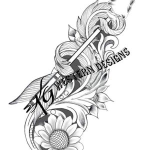 Arrow + Feathers and Vines Leather Tooling Design Pattern PDF - Etsy