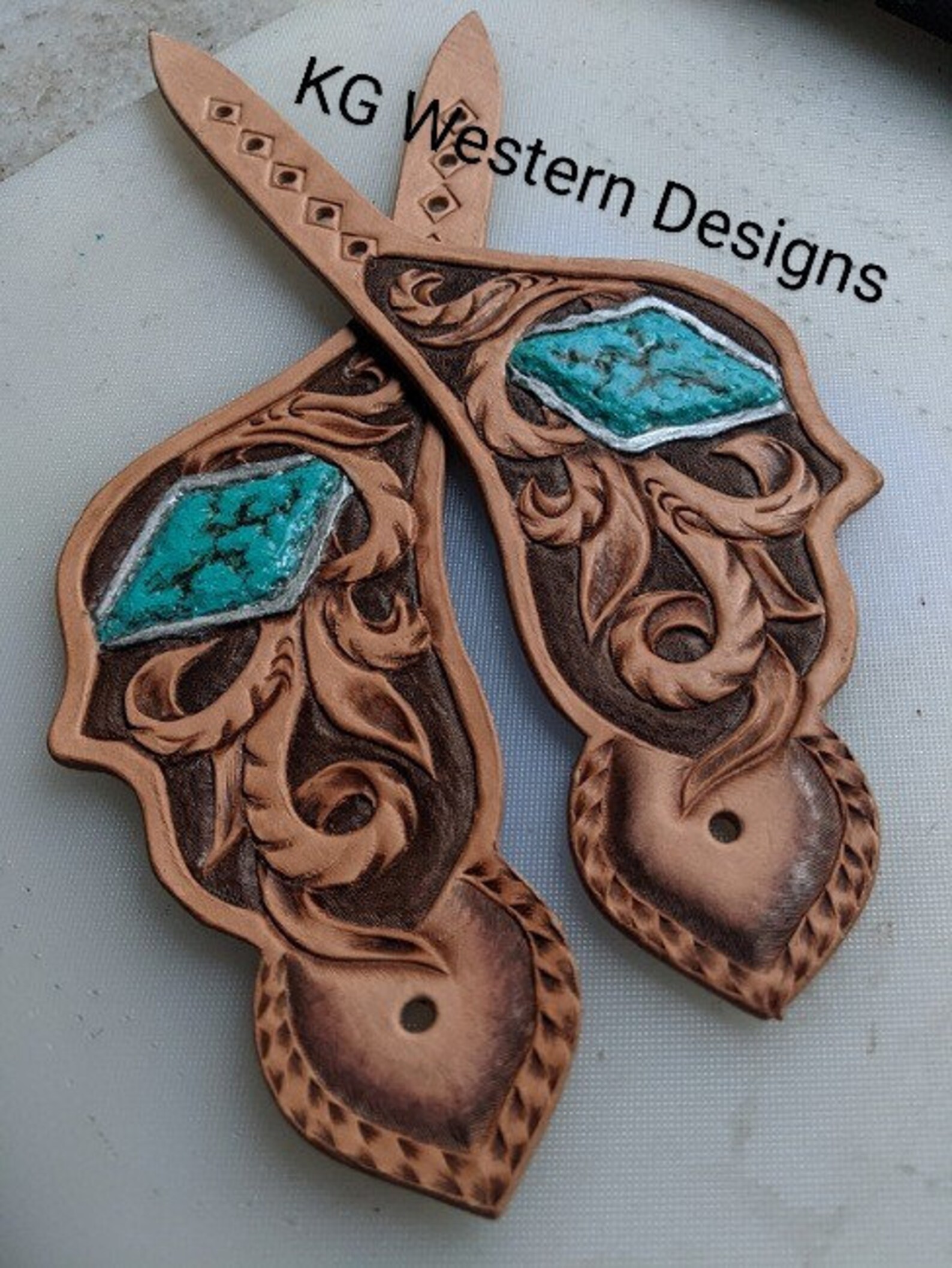 Leather Spur Strap Pattern PDF -tooling Template- Turquoise Stone With ...