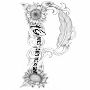 Letter P- Leather Tooling- Feathers-vines & Sunflowers Tracing Design ...