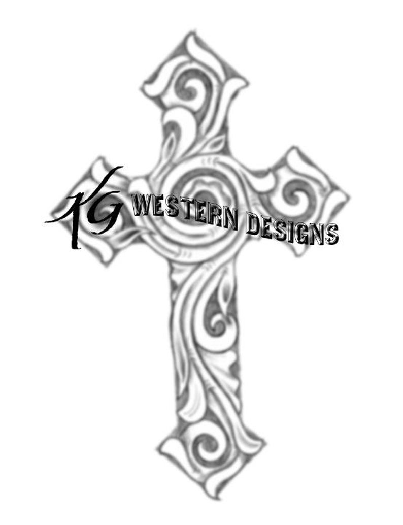Western Cross Leather Tooling Tracing Design Pattern, Western ...