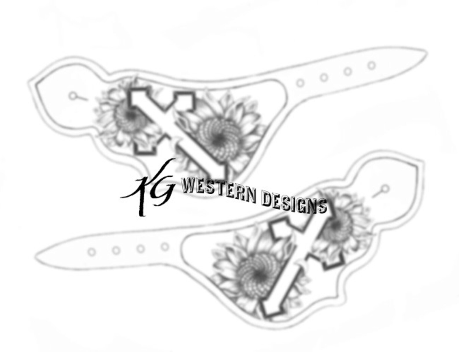 Spur Straps Design Template- Leather Pattern PDF- Sunflowers and ...