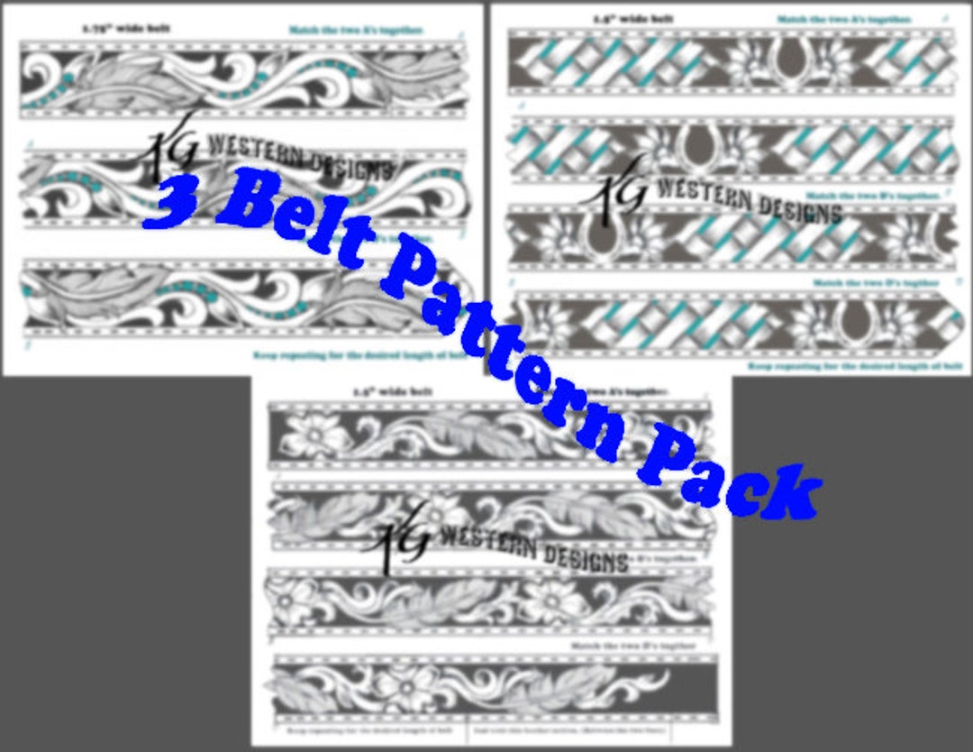 3 Leather Belts- PDF Pack- Western Tooling, Basketweave & Horseshoes ...
