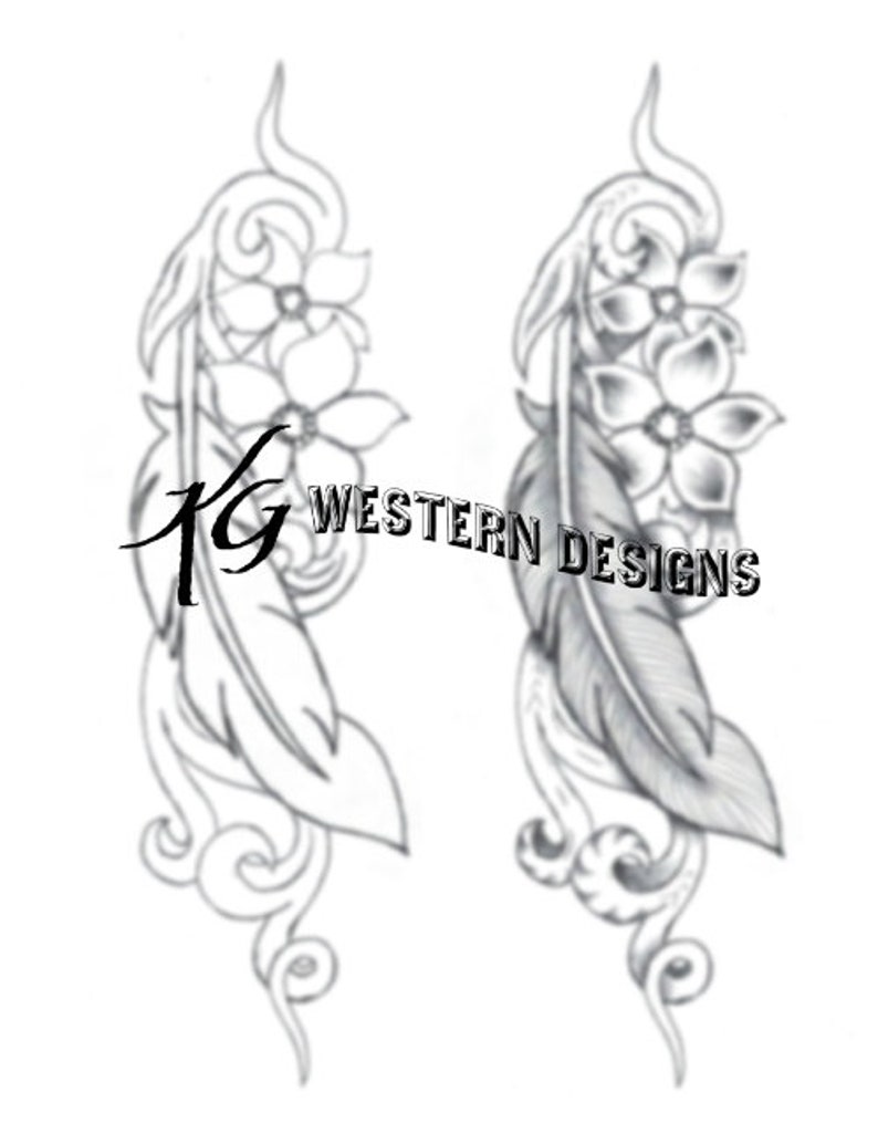 3 Pack Leather Tooling Feather-&-vines Tracing Designs Pattern PDF ...