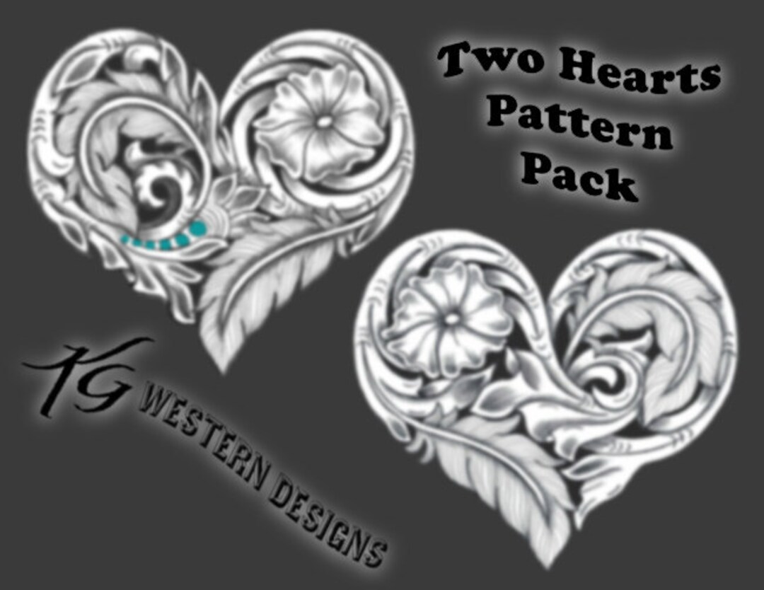 Pack of Two Filigree Heart Shape Designs Floral Feathers Carving ...