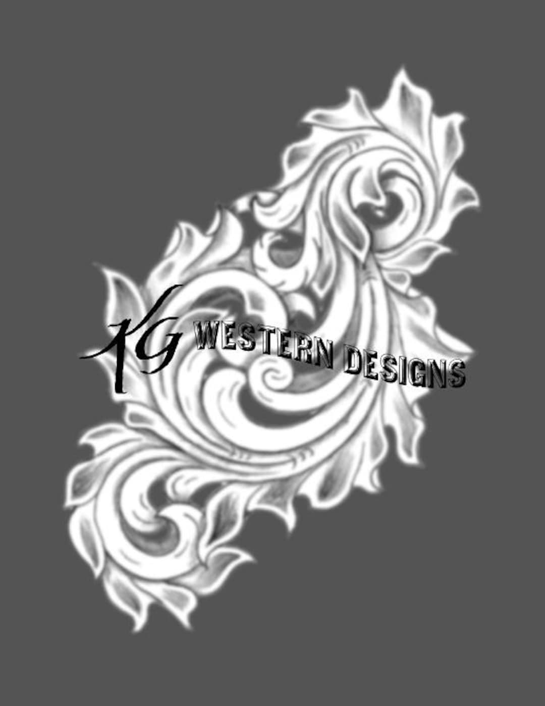 Western Scrollwork-vines-leather Tooling Tracing Design Pattern - Etsy