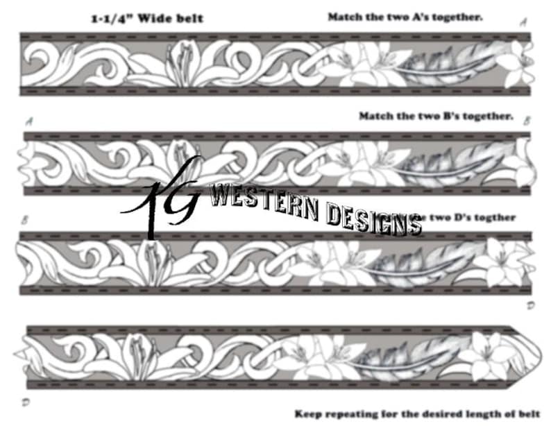 10 Pack Belt Patterns- Pdfs- Western Tooling, Sunflowers, Feathers ...