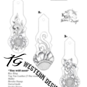 Leather Tooling Keychain Ring Fobs, Saddle Charms, Design Pattern Pack ...