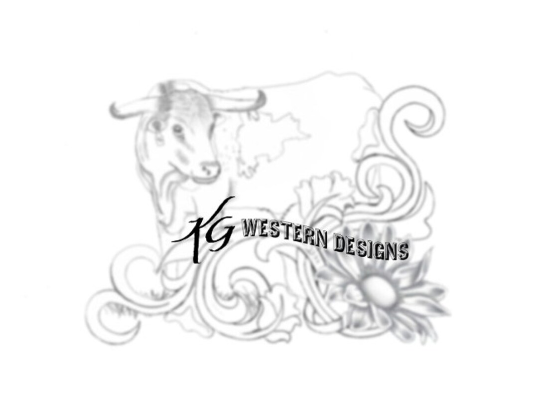 Longhorn Bull Steer-figure Carving-daisy-sunflower-western Design ...