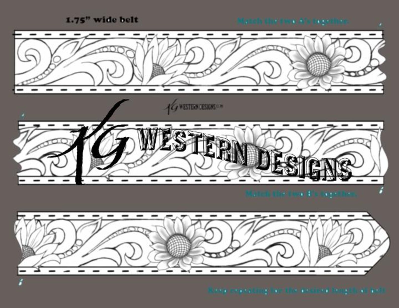Leather Belt Pattern, Sunflowers, Vines and Scrolls, Tooling Design PDF ...