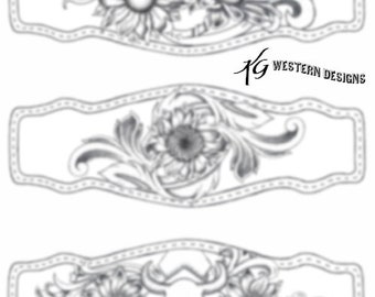 Sunflower Daisy DIY Leather Tooling Design Bracelet Pattern | Etsy