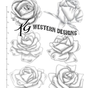 6 Roses Tracing Flowers Leather Tooling Pattern Pack PDF - Etsy