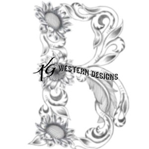 Letter B - Leather Tooling- Feathers-vines & Sunflowers Filigree ...
