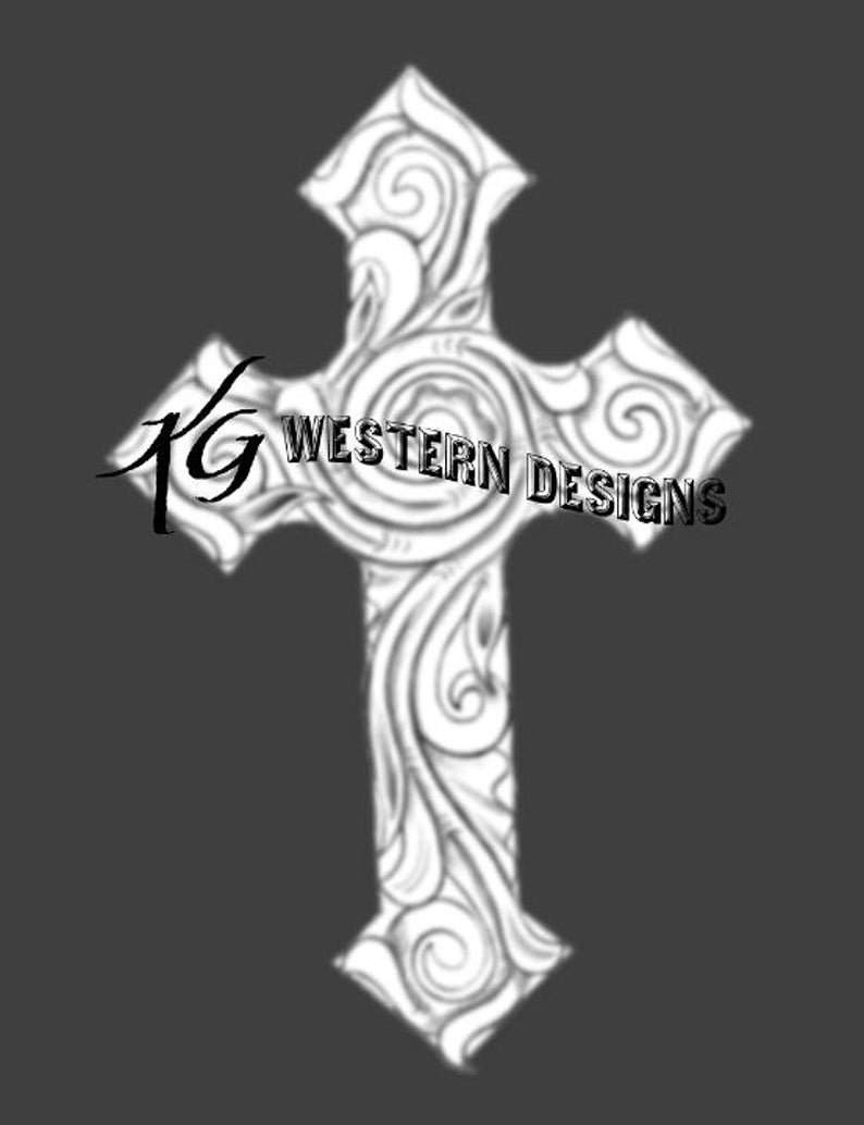 Western Cross Leather Tooling Tracing Design Pattern, Western ...