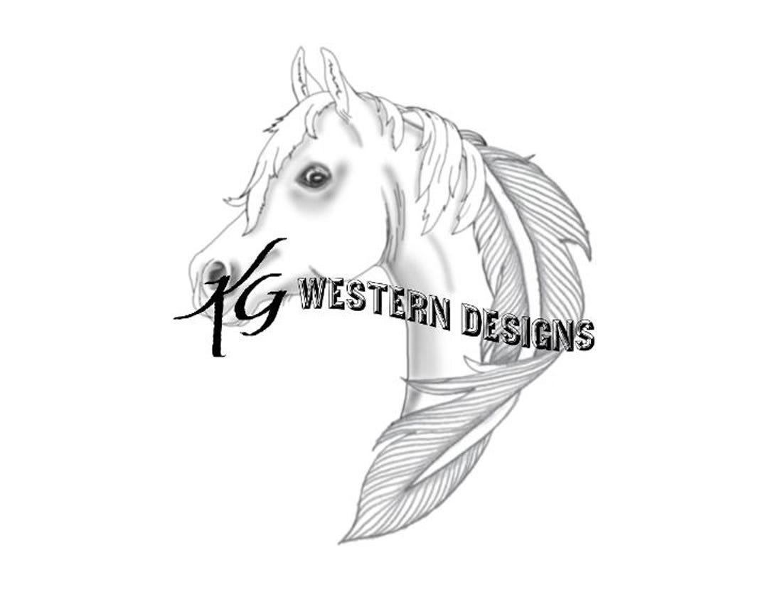 Simple Arab Horse Portrait and Feather Western Design Carving Leather ...