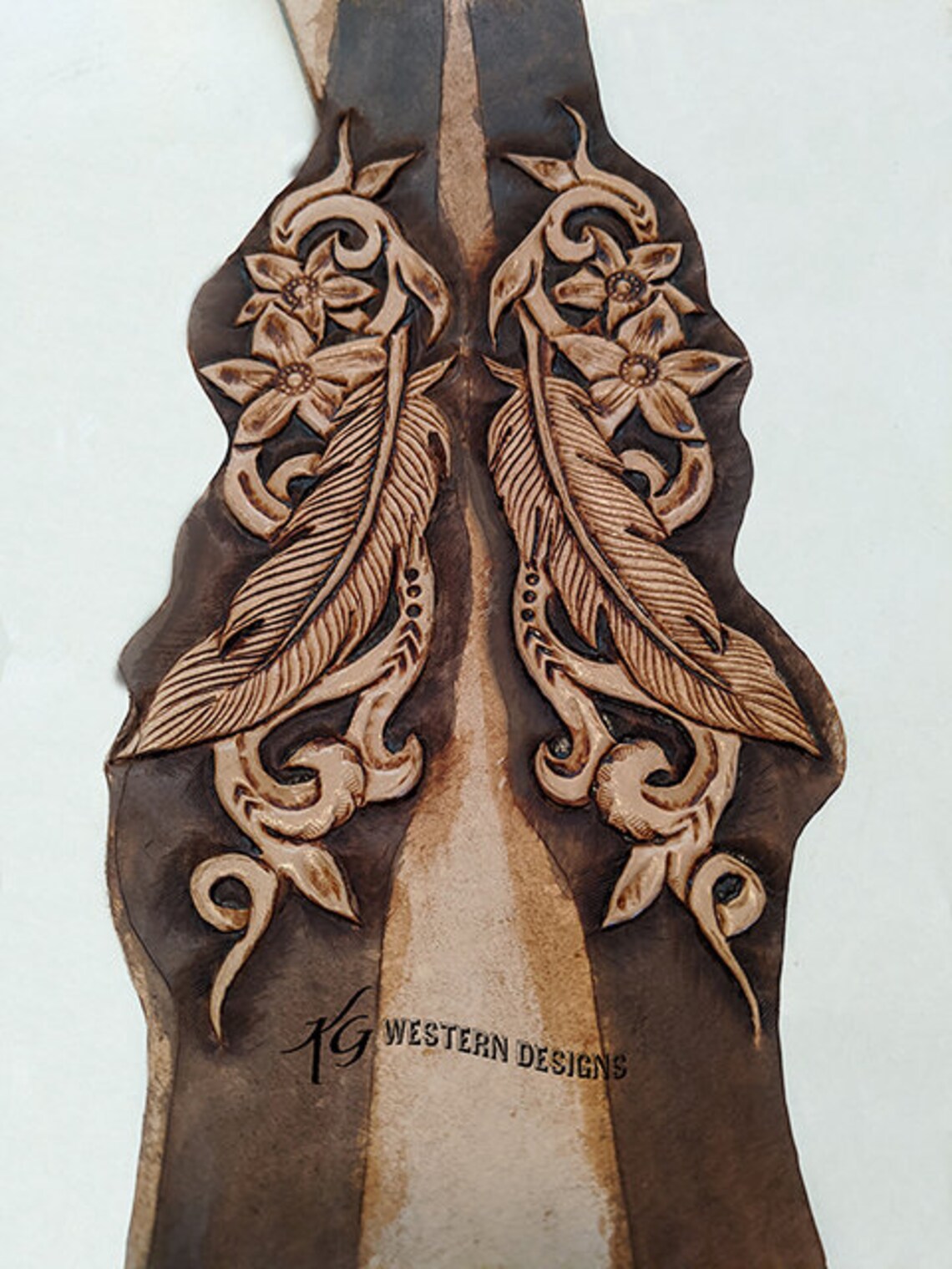 Leather Tooling Element Feather&vines Tracing Design Pattern - Etsy