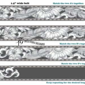 15 Pack Belt Patterns- PDF- Western Tooling, Sunflowers, Feathers ...