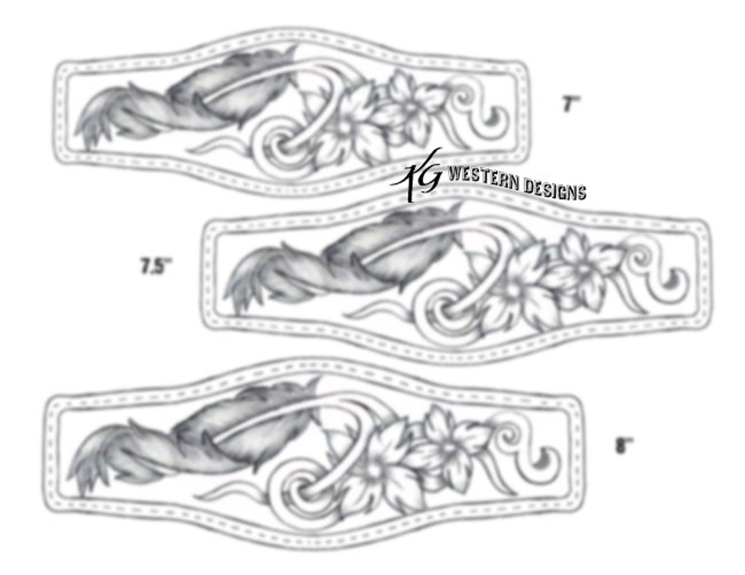 Leather Bracelet-cuff 3 Sizes Print Out Tooling Twisted Feather and ...