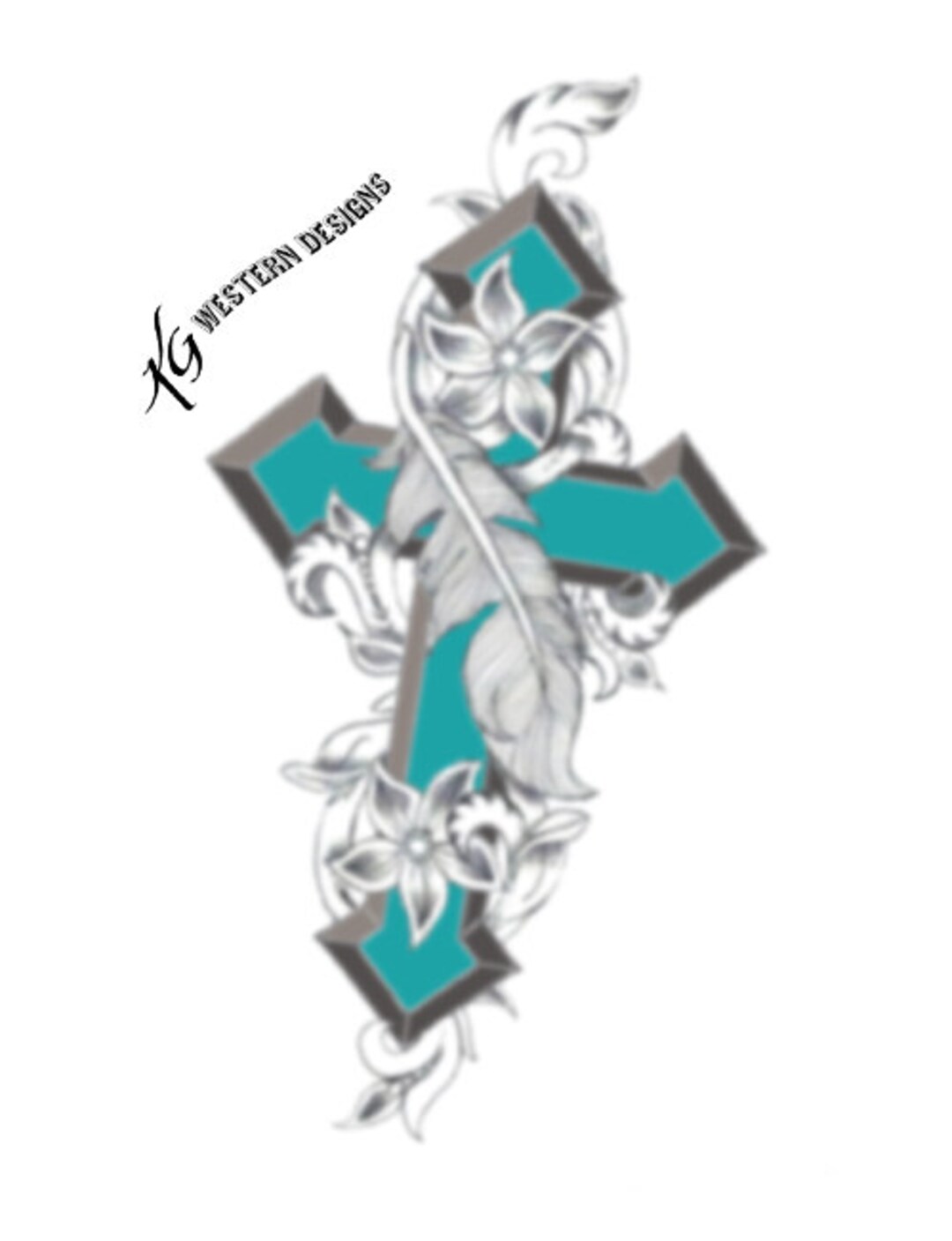 Feather, Big Cross, Vines and Flowers Leather Tooling Design Pattern - Etsy
