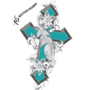 Feather, Big Cross, Vines and Flowers Leather Tooling Design Pattern - Etsy