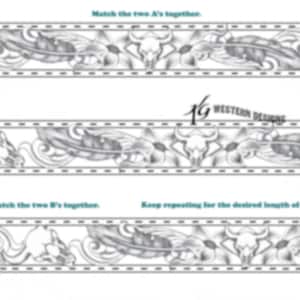 3 Leather Tooling Patterns- PDF Pack- Western Tooling, Cowskull With ...