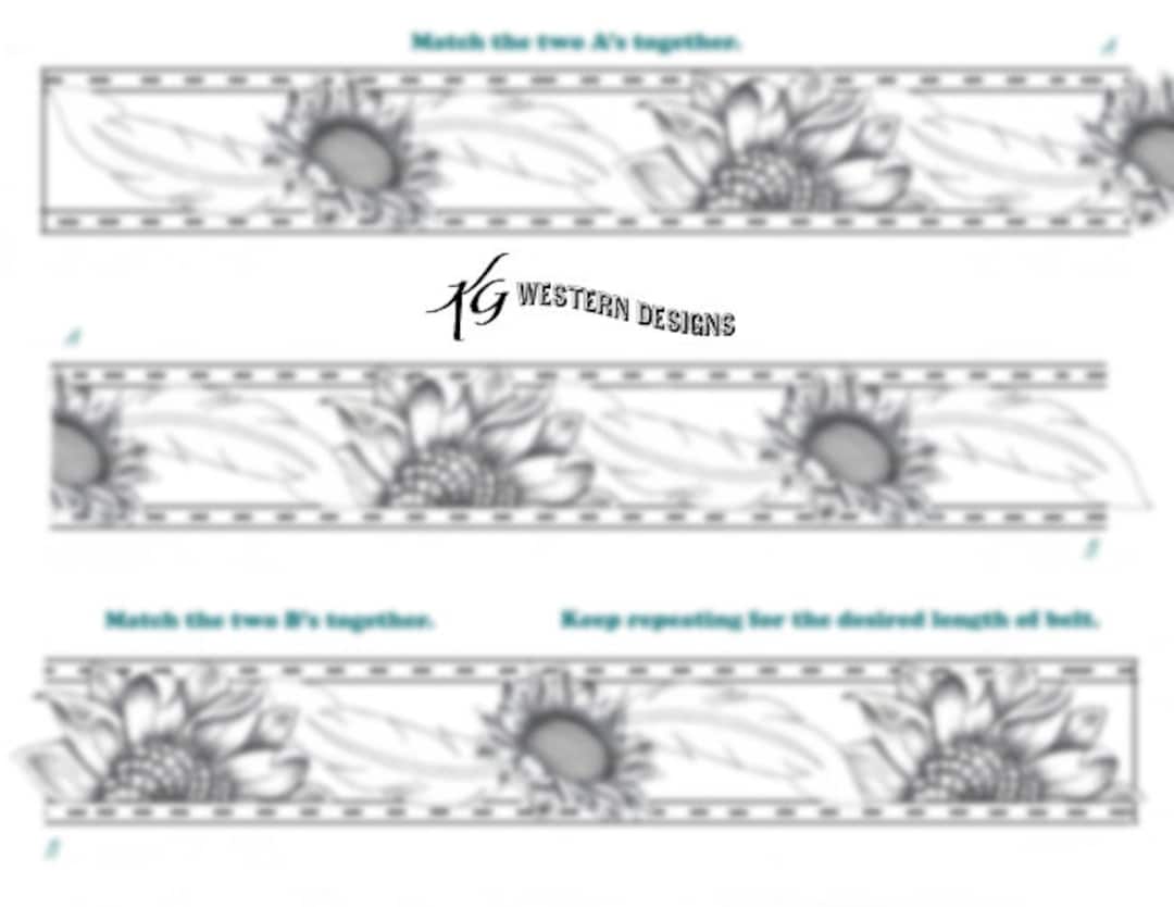 Leather Tooling Belt Sunflower and Feathers Design Pattern Download - Etsy