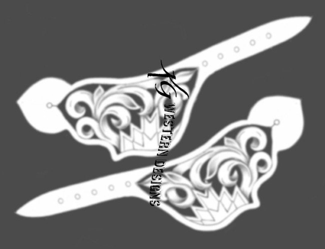 Tooled Spur Straps Pattern Template- Leather Pattern PDF- Southwestern ...