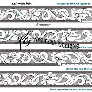 10 Pack Belt Patterns- Pdfs- Western Tooling, Sunflowers, Feathers ...