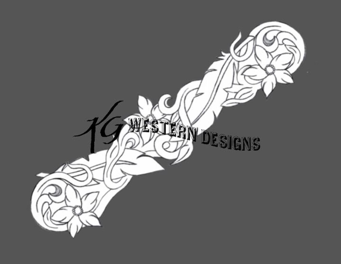 Leather Tooling Feather Flowers and Vines Tracing Design Pattern PDF ...