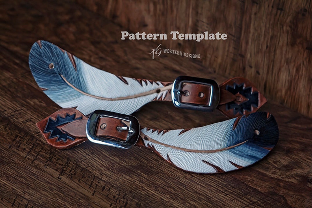 Leather Feather Spur Straps Pattern Template Womans Size 8 Boot - Etsy
