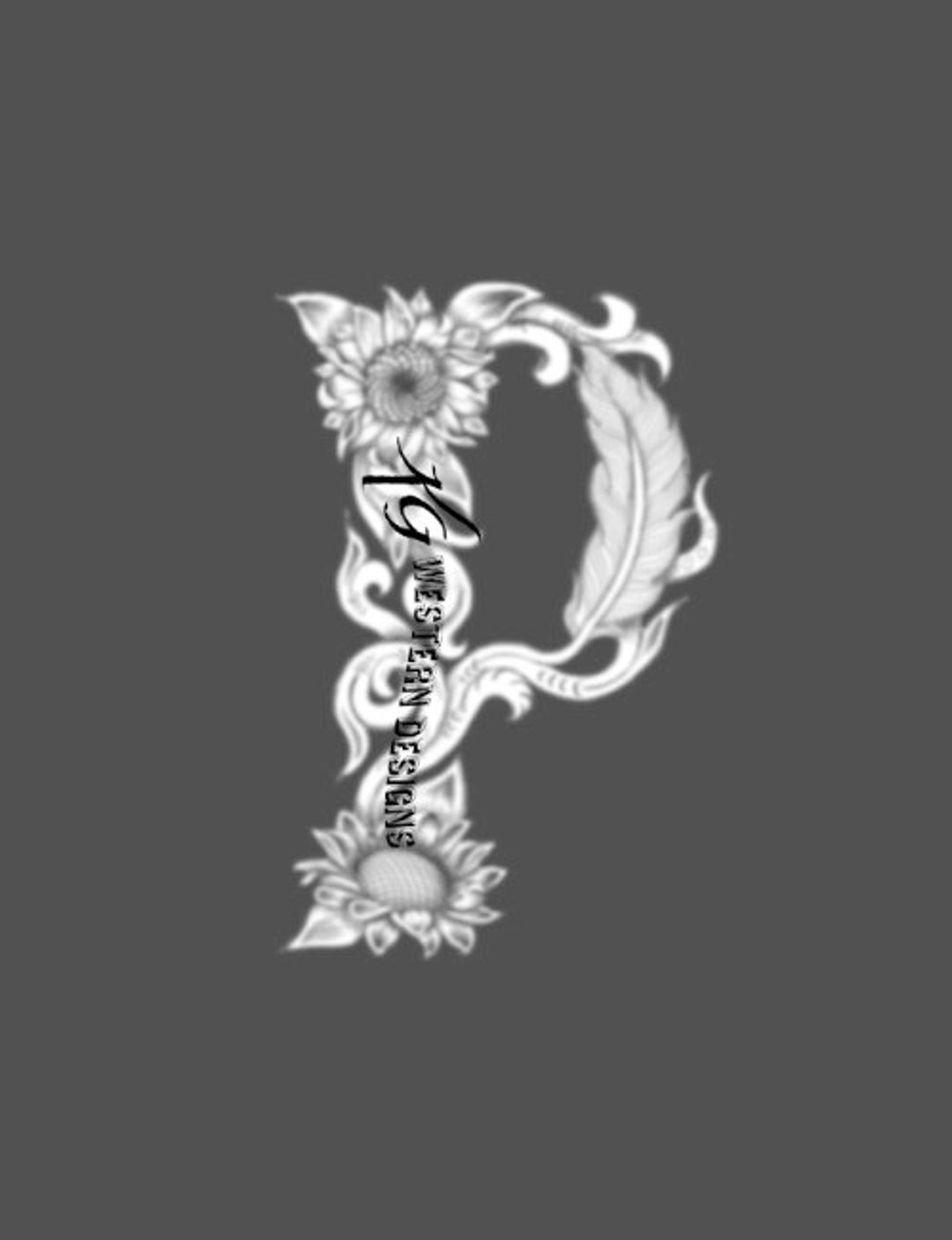 Letter P- Leather Tooling- Feathers-vines & Sunflowers Tracing Design ...