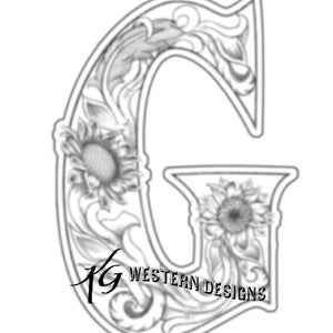 Letter G - Leather Tooling- Feathers-vines & Sunflowers Filigree ...