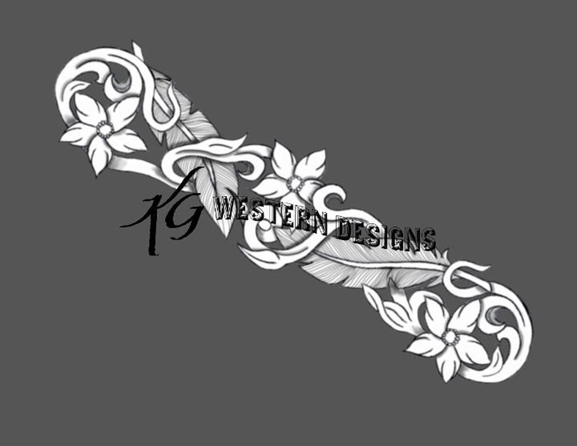 Leather Tooling Feather Flowers and Vines Tracing Design Pattern PDF ...