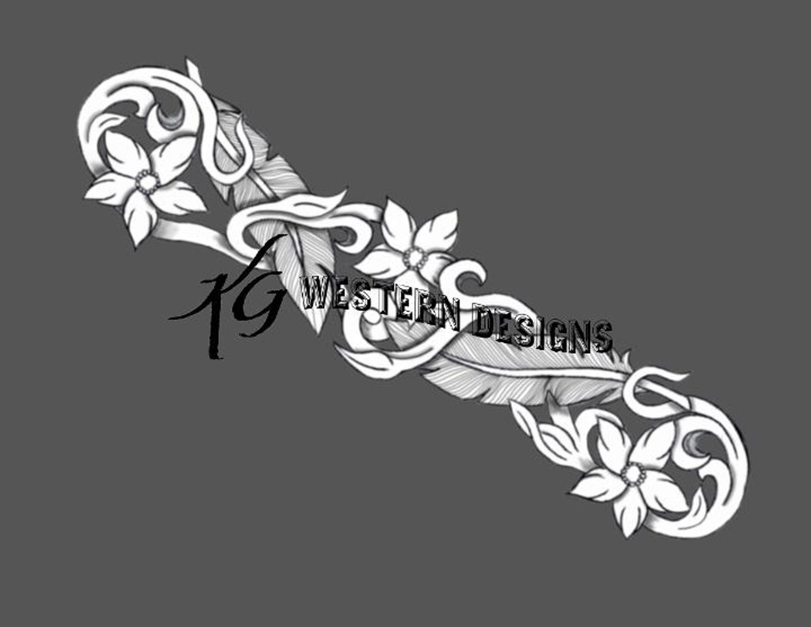 Leather Tooling Feather Flowers and Vines Tracing Design Pattern PDF ...