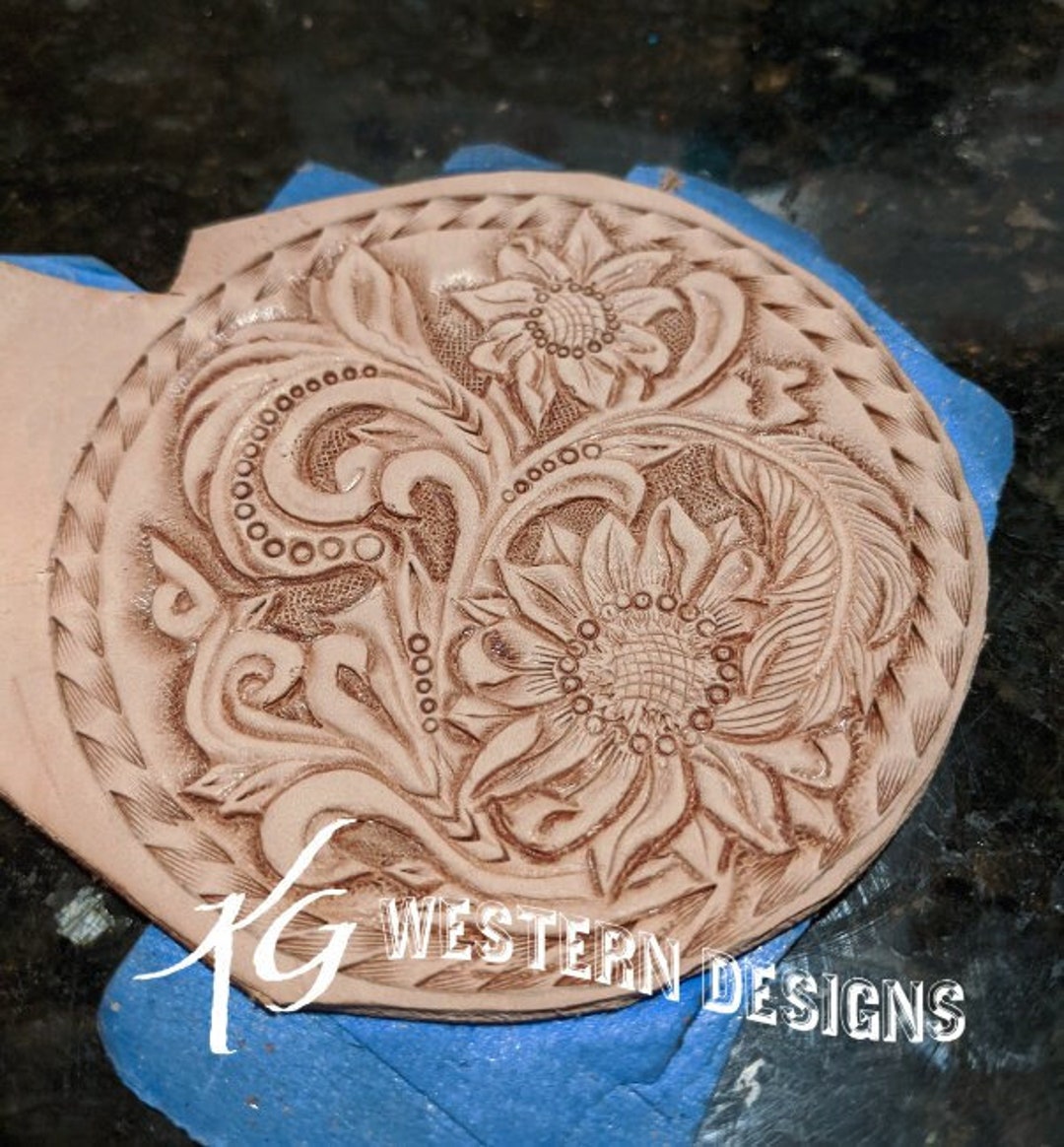 Leather Tooling Sunflowers-daisy floral Vines Feather Rope - Etsy