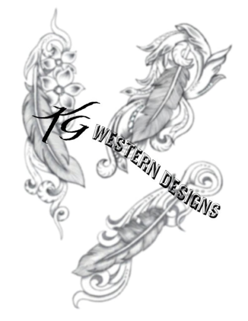 3 Pack Leather Tooling Feather-&-vines Tracing Designs Pattern PDF ...