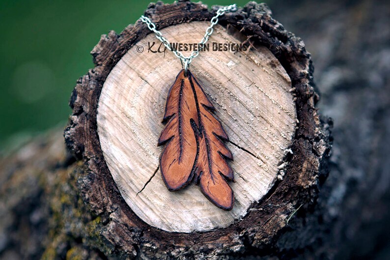 Leather Feather Necklace - Etsy