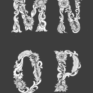 Full Alphabet Pack- Western Filigree Design - Leather Tooling- Feathers ...