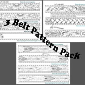 3 Leather Belt Patterns- PDF Pack- Western Tooling, Sunflowers ...
