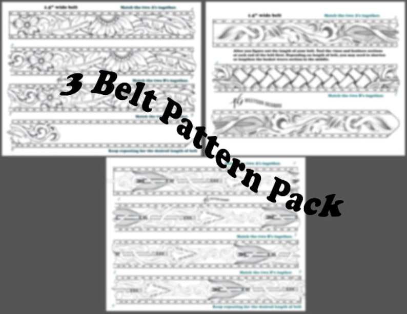 3 Leather Belt Patterns- PDF Pack- Western Tooling, Sunflowers ...