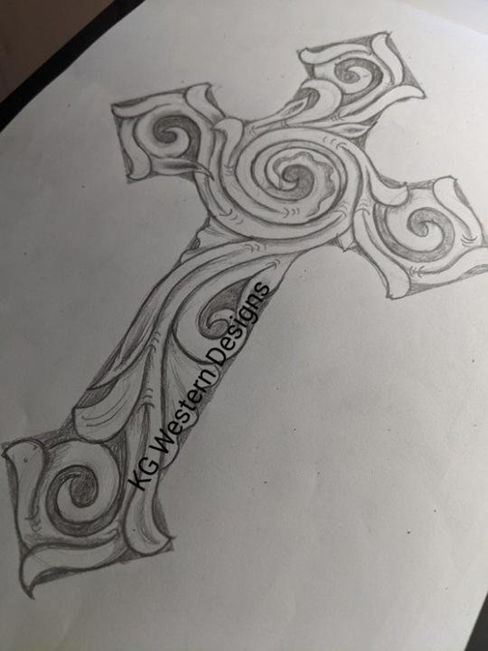 Western Cross Leather Tooling Tracing Design Pattern, Western ...
